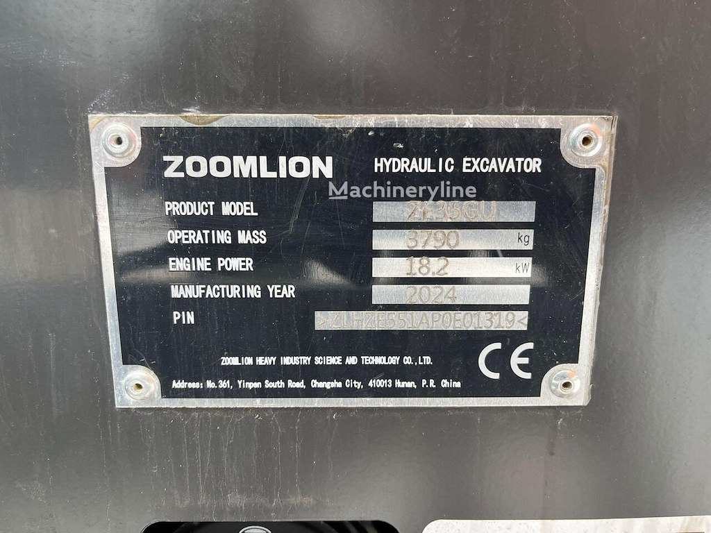 Novi Zoomlion ZE35GU NEW mini bager