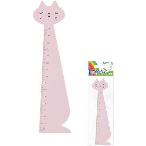 Fiorello Škola Drveni Lenjir Maca - Roze 15cm - 2049