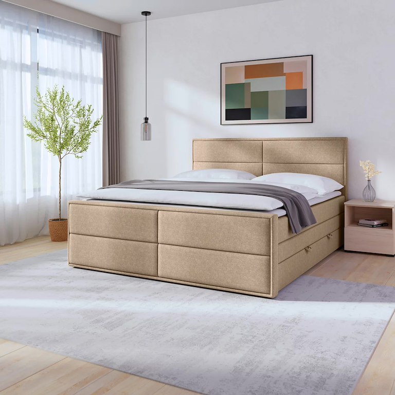 BOXSPRING KREVET 180/200 cm prirodna boja