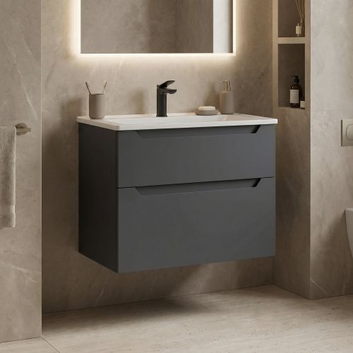 Messina 65 v2 - 396 Matte Anthracite Bathroom Cabinet With Sink