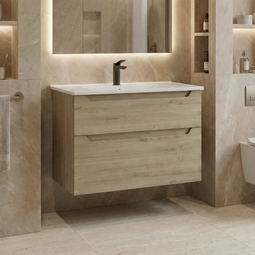 Messina 85 v2 - 414 Oak Bathroom Cabinet With Sink