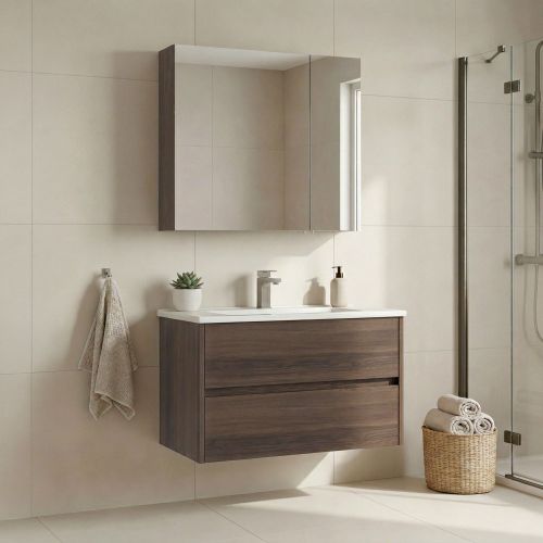 Side 85 v2 - 798 Walnut Bathroom Cabinet With Sink & Mirror Set (2 Pieces)