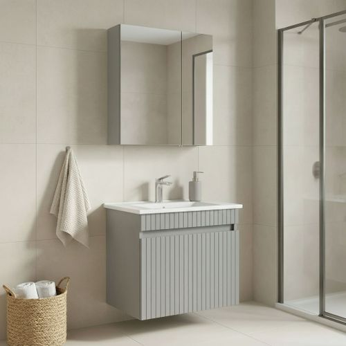 Tivoli 65 - 690 Matte Cashmere Bathroom Cabinet With Sink & Mirror Set (2 Pieces)