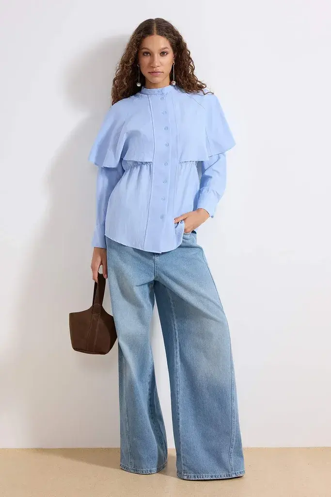 Trendyol Modest Ženska košulja Tctss26Tg00012, Plava