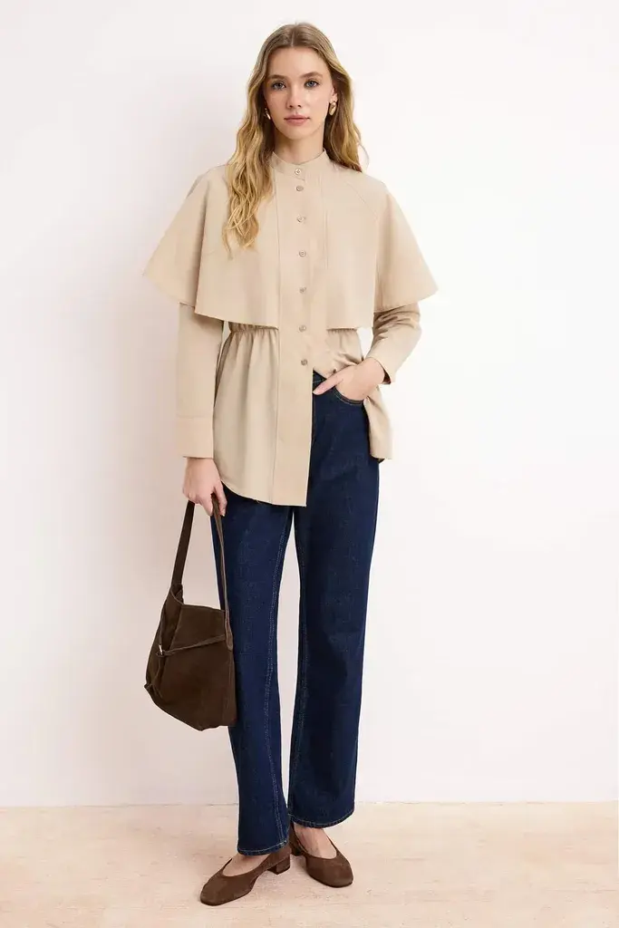 Trendyol Modest Ženska košulja Tctss26Tg00012, Bež