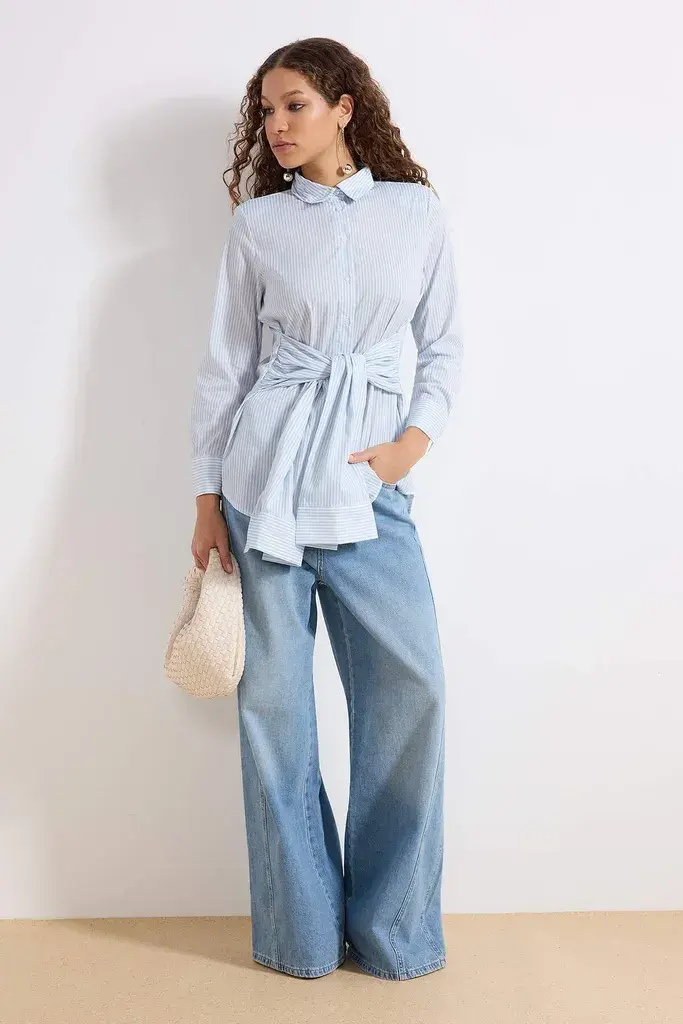 Trendyol Modest Ženska košulja Tctss26Tg00007, Plava