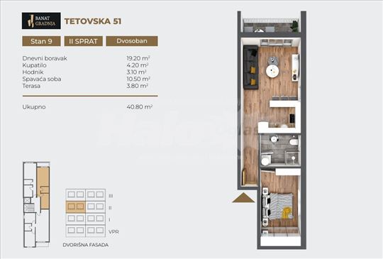 Lekino brdo, Tetovska 41 m2, Banat Gradnja, novo