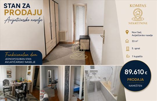 Jednoiposoban stan 33 m², Avijatičarsko naselje, N