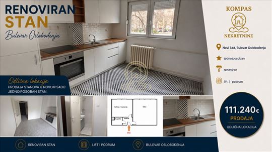 Prodaja stanova u Novom Sadu - renoviran jednoipos