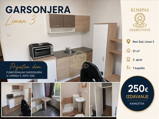 Garsonjera na Limanu 3, Novi Sad, 21 m², 2. sprat