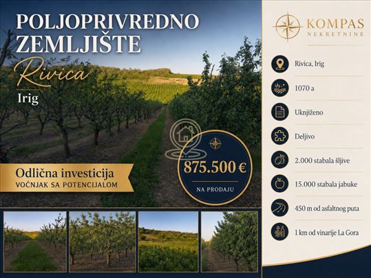 Prodaje se poljoprivredno zemljište – Rivica, Irig