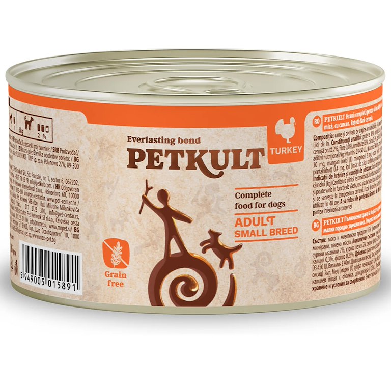 PETKULT mesni komadići, ćuretina Mini, bez žitarica, 185g