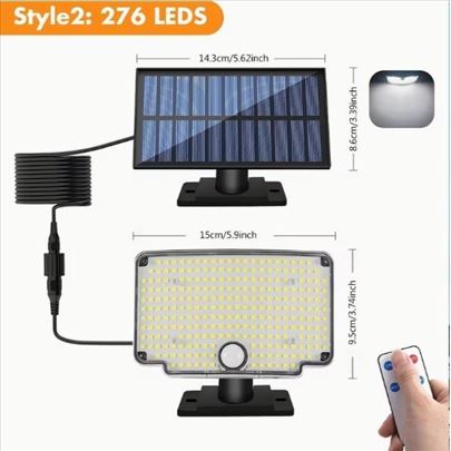 Solarna zidna LED lampa sa odvojenim panelom 276