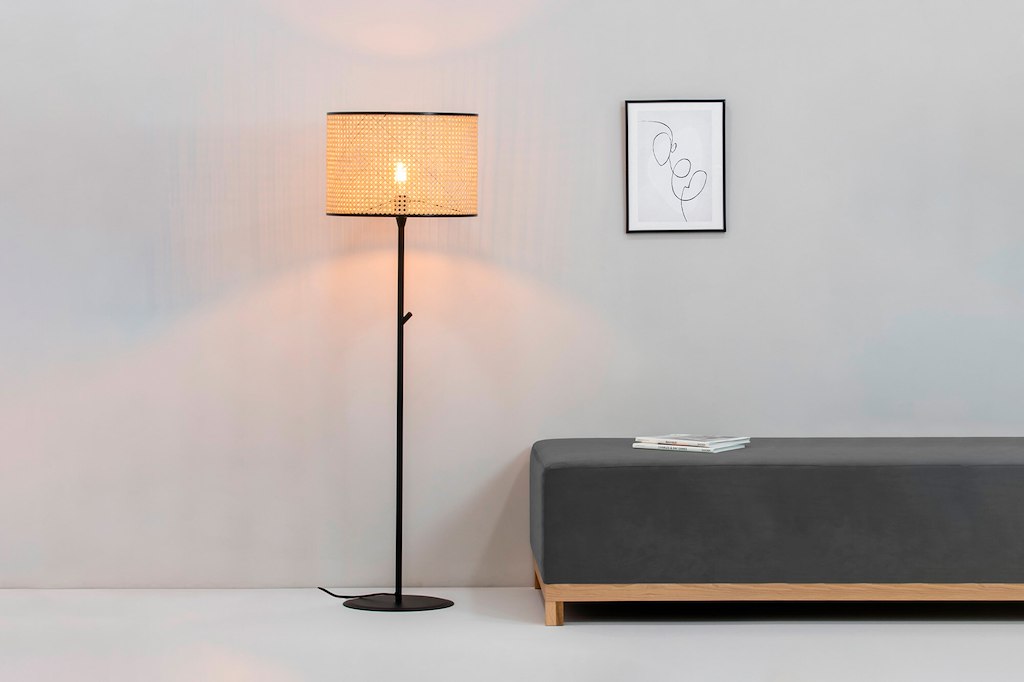 FARO MAMBO Crna podna lampa od ratana – 64313-49