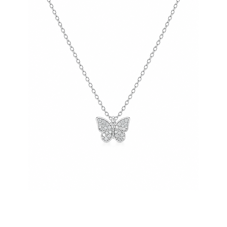 BUTTERFLY SILVER NECKLACE WITH ZIRCONIA