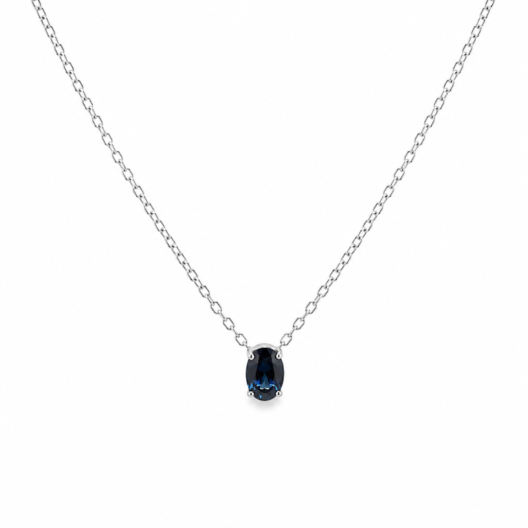 ÉLISE SILVER NECKLACE WITH OVAL BLUE ZIRCONIA