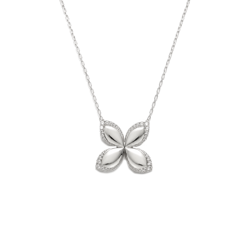 FLOWER SILVER NECKLACE WITH ZIRCONIA