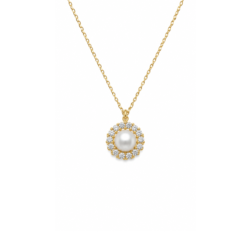 PEARL GOLD PLATED SILVER NECKLACE