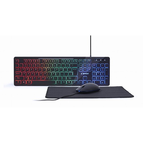 Gembird Backlight desktop set, 3-in-1 multimedia keyboard, 3-button optical mouse, Mouse pad (300 x 250 mm) | KBS-UML-01