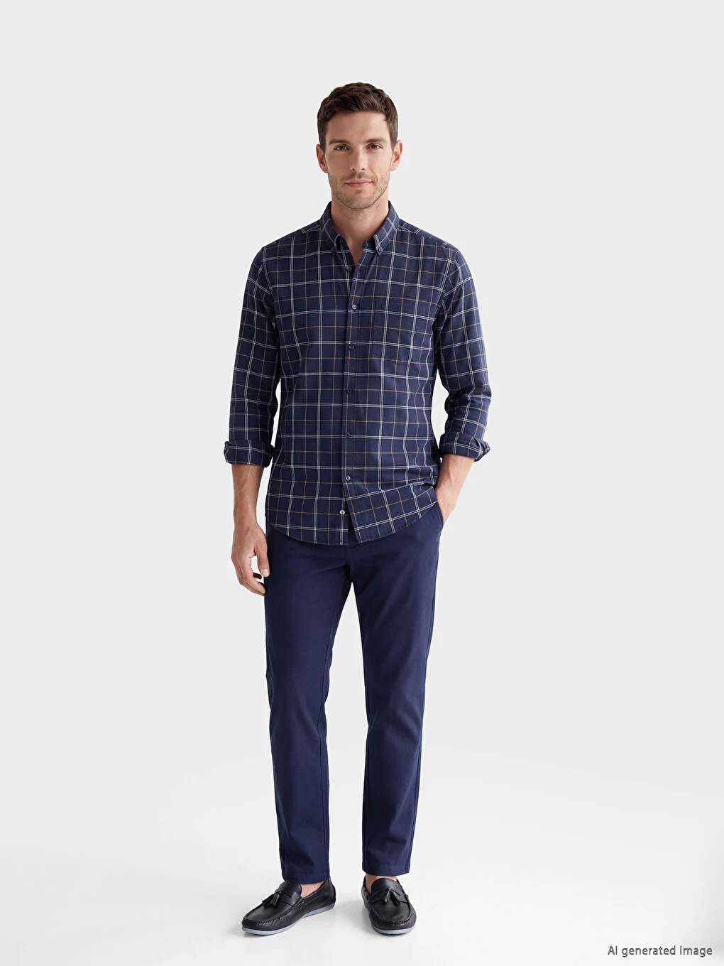 LCWAIKIKI Classic Regular Fit Karirana Oksford Muška Košulja