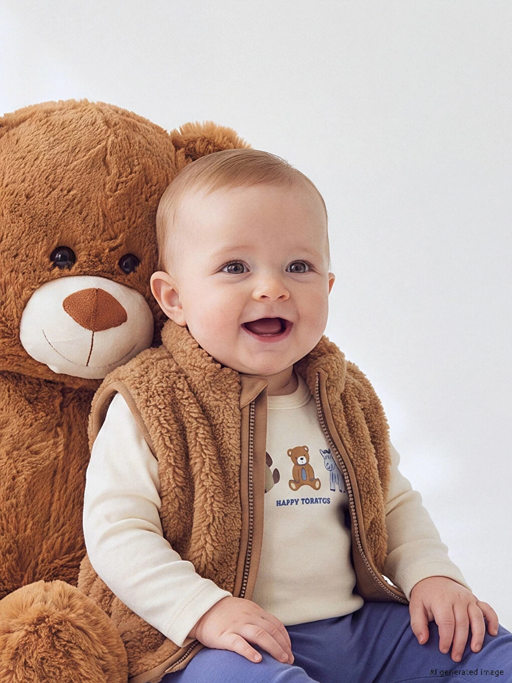 LCW baby Štampani Plišani Komplet Za Bebe Dečake Sa Prslukom, 3 Dela