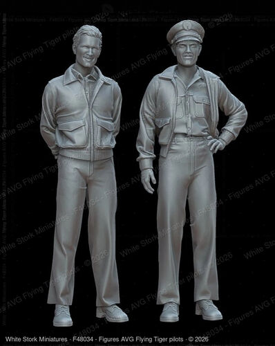 NEW! White Stork Miniatures F48034 AVG Flying Tiger Pilots (2 Figures / 3D-Printed)