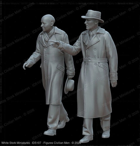 NEW! White Stork Miniatures F72198 Civilian Men (2 Figures / 3D-Printed)