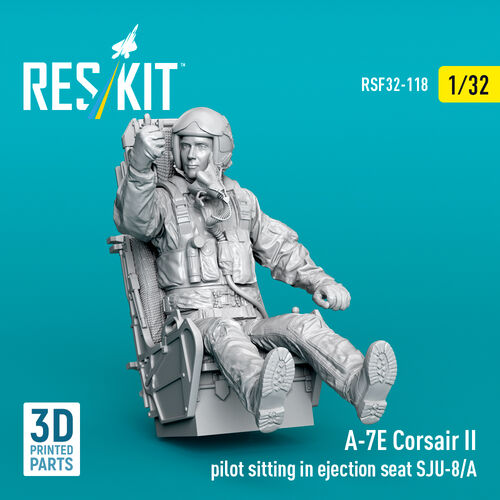 NEW! RES/KIT F32-0118 A-7 E Corsair II - Pilot Sitting in Ejection Seat SJU-8/A (1 Figure / 3D-Printed)