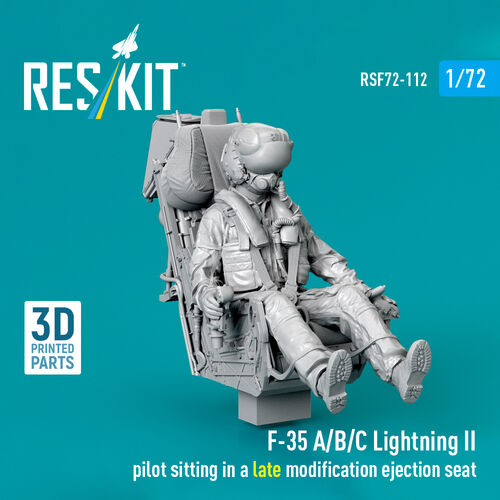 NEW! RES/KIT F72-0112 Lockheed Martin F-35 A/B/C Lightning II - Pilot Sitting in a Late Modification Ejection Seat (1 Figure / 3D-Printed)