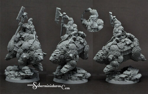 NEW! Scibor Monstrous Miniatures 28FM0724 Dwarf Wild Rider on Bear