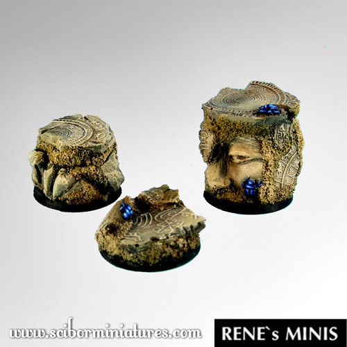 NEW! Scibor Monstrous Miniatures BREG0035 Egyptian Ruins - 25mm Round Bases (3 pcs)