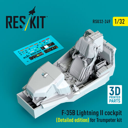NEW! RES/KIT U32-0249 ​F-35 B Lightning II - Cockpit Detailed Edition (for Trumpeter Kits / 3D-Printed)