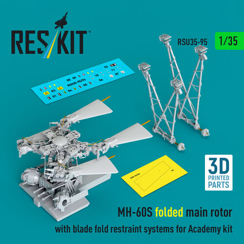 NEW! RES/KIT U35-0095 Sikorsky MH-60S - Folded Main Rotor with Blade Fold Restraint Systems (for Academy Kits / 3D-Printed)