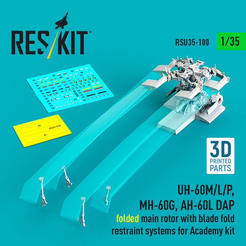 NEW! RES/KIT U35-0100 Sikorsky UH-60M/L/P, MH-60G, AH-60L DAP - Folded Main Rotor with Blade Fold Restraint Systems (for Academy Kits / 3D-Printed)
