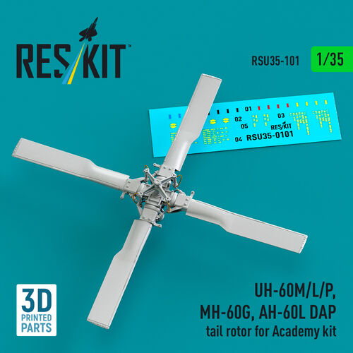NEW! RES/KIT U35-0101 Sikorsky UH-60M/L/P, MH-60G and AH-60L DAP - Tail Rotor (for Academy Kits / 3D-Printed)