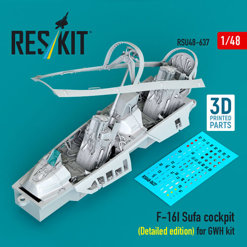 NEW! RES/KIT U48-0637 Lockheed Martin F-16I Sufa - Cockpit Detailed Edition (for GWH Kits / 3D-Printed)