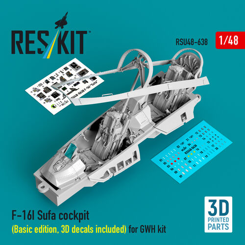 NEW! RES/KIT U48-0638 Lockheed Martin F-16I Sufa - Cockpit Basic Edition with 3D Decals (for GWH Kits / 3D-Printed)