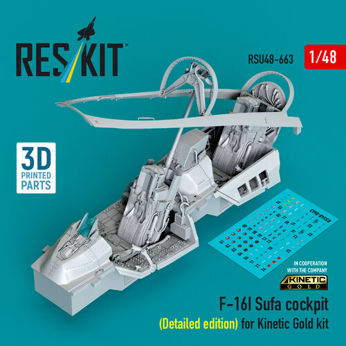 NEW! RES/KIT U48-0663 Lockheed Martin F-16I Sufa - Cockpit Detailed Edition (for Kinetic Gold Kits / 3D-Printed)