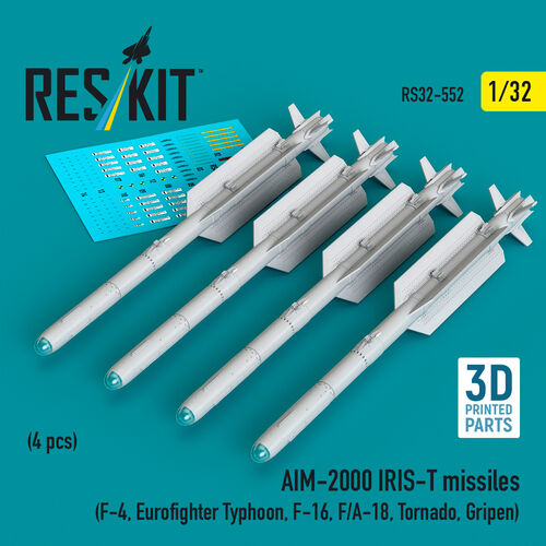 NEW! RES/KIT 32-0552 AIM-2000 IRIS-T Missiles (4 pcs / 3D-Printed)