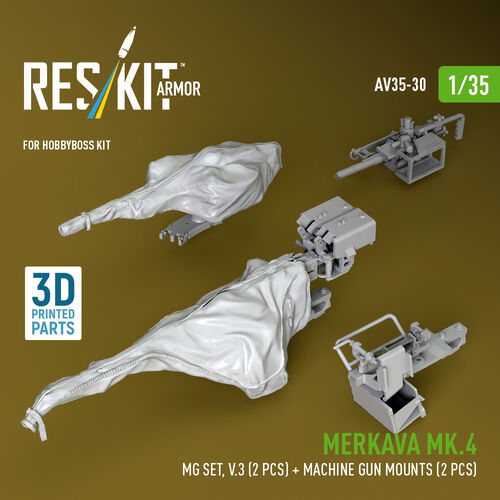 NEW! RES/KIT AV35-0013 Merkava Mk.4 - MG Set Volume 3 (2 pcs) + Machine Gun Mounts (2 pcs) (for Meng Kits / 3D-Printed)