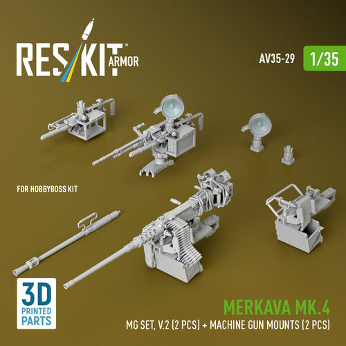 NEW! RES/KIT AV35-0029 Merkava Mk.4 - MG Set Volume 2 (2 pcs) + Machine Gun Mounts (2 pcs) (for Hobby Boss Kits / 3D-Printed)