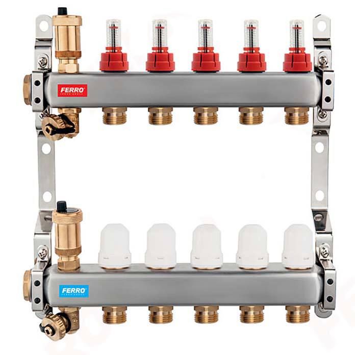 Inox razdelni set sa protokomerima 1" x 3/4" x 3 FERRO SN-RZPU03S