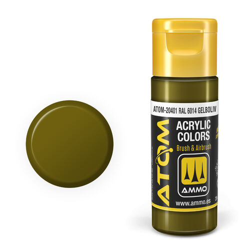 NEW! AMMO of Mig Jimenez ATOM-20401 Gelboliv RAL 6014