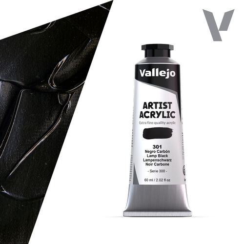 NEW! Vallejo 16301 301 Acrylic Artist Color - Lamp Black