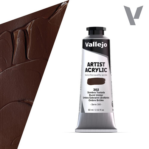 NEW! Vallejo 16302 302 Acrylic Artist Color - Burnt Umber