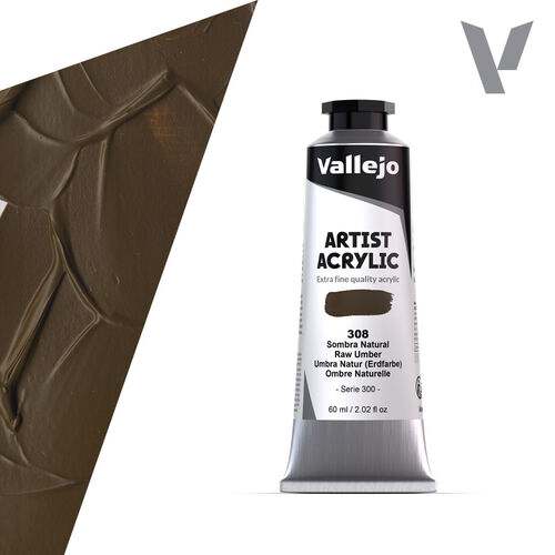 NEW! Vallejo 16308 308 Acrylic Artist Color - Raw Umber