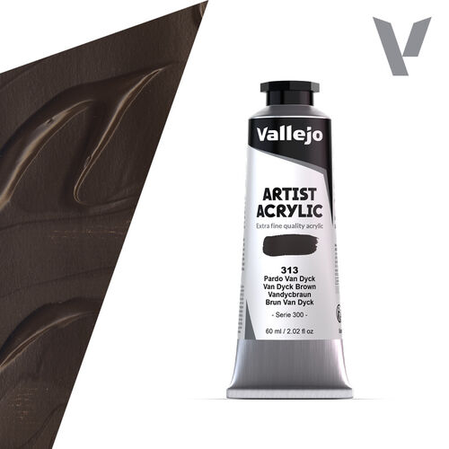 NEW! Vallejo 16313 313 Acrylic Artist Color - Van Dyck Brown