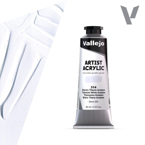 NEW! Vallejo 16314 314 Acrylic Artist Color - Titanium White Anatase