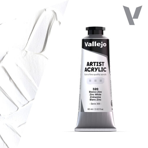 NEW! Vallejo 16320 320 Acrylic Artist Color - Zinc White