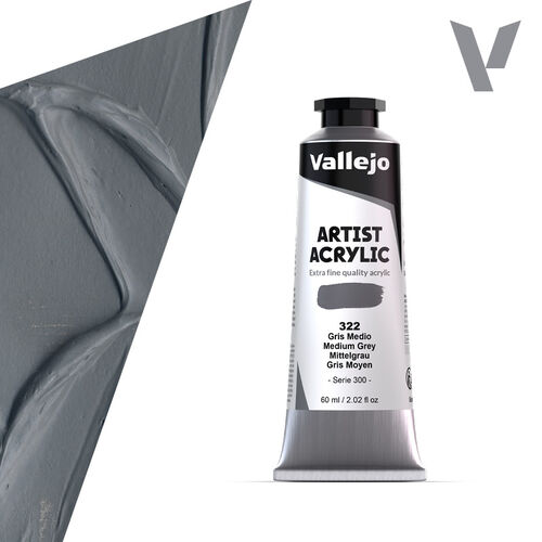NEW! Vallejo 16322 322 Acrylic Artist Color - Medium Grey